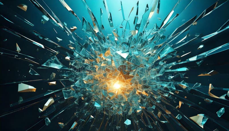 Shattered Glass Breaking through the Blank Canvas of Light Stock ...