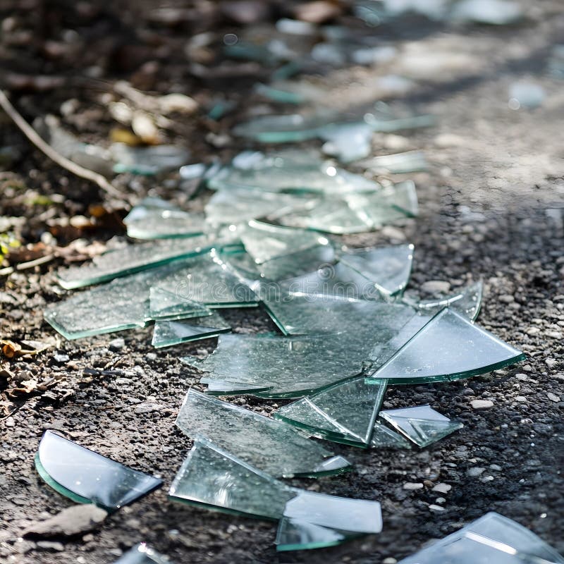 Shattered Broken Glass Pieces on the Ground Stock Illustration ...