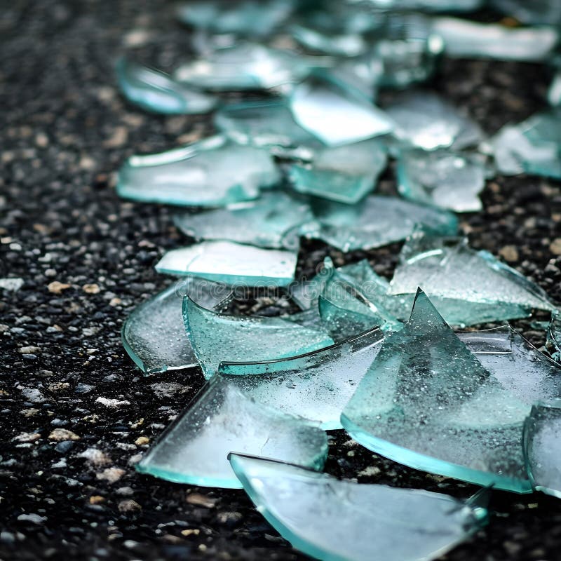 Shattered Broken Glass Debris Sharp Pieces on the Ground Stock ...