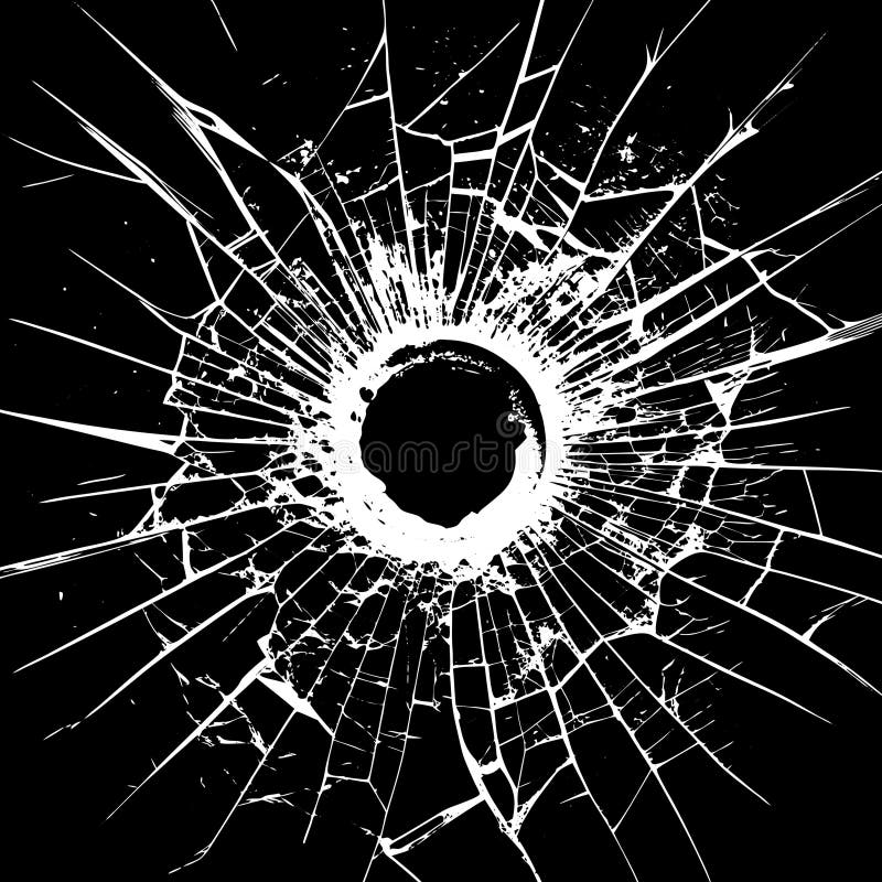 Shattered Glass with Complex Web of Cracks and Dark Background Stock ...