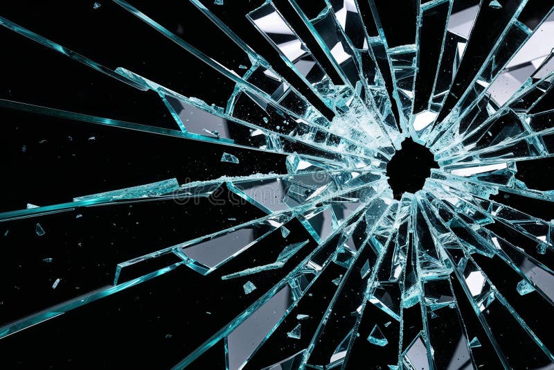 Shattered Glass Creates a Dynamic Explosion Effect Against a Dark ...