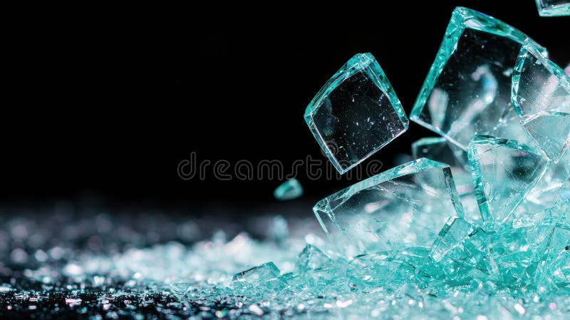 Shattered Glass Crystals on a Dark Background Stock Illustration ...