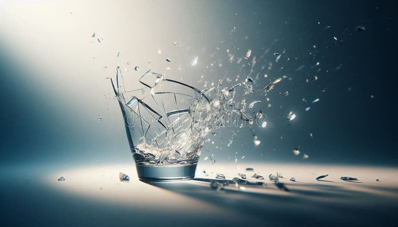 Shattered Glass Cup with Water Splash Effect Stock Illustration ...