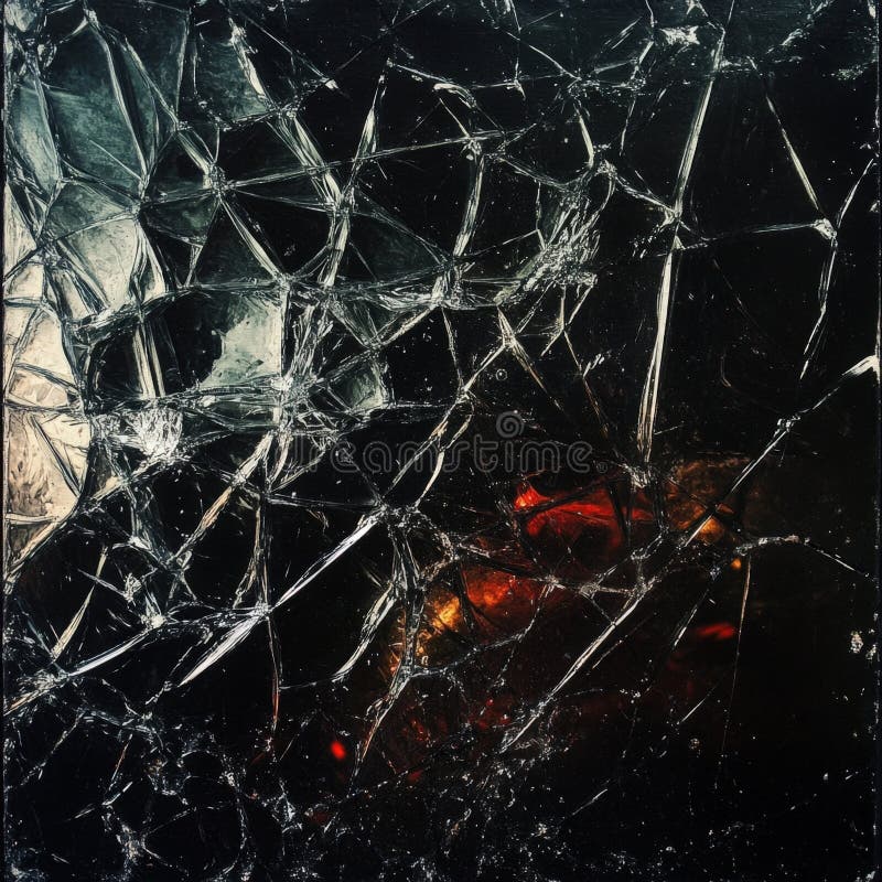 Shattered Glass with Dark Background and Abstract Lighting Highlights ...