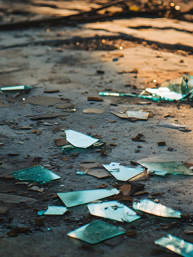Shattered Glass Debris Pieces on the Ground Stock Illustration ...