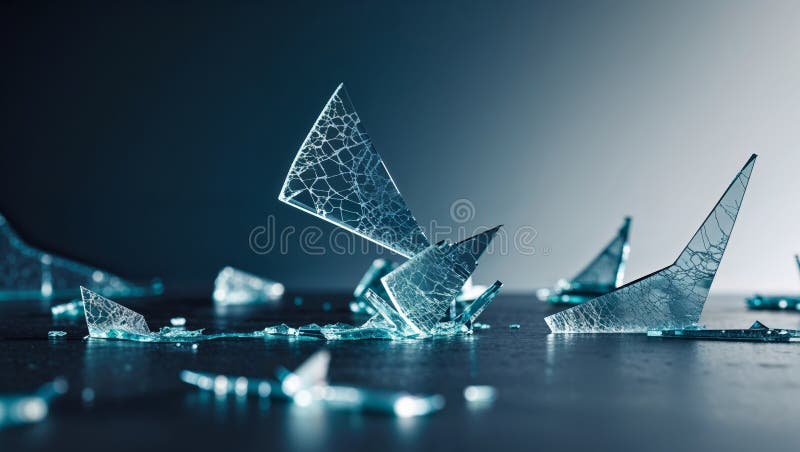 Shattered Glass with Dramatic Dark Blue and White Color Scheme Abstract ...