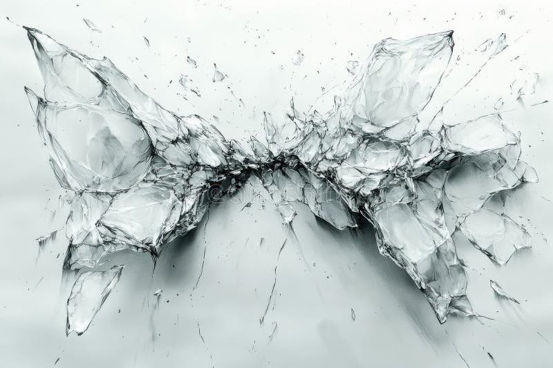 Shattered Glass Exploding in Mid-air Depicting Chaos and Fragmentation ...