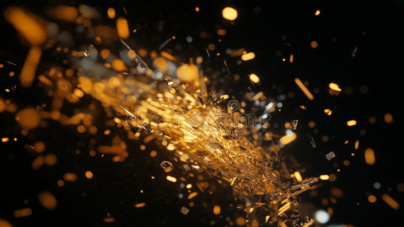 Shattered Glass Exploding in Sharp Fragments on Dark Background Stock ...