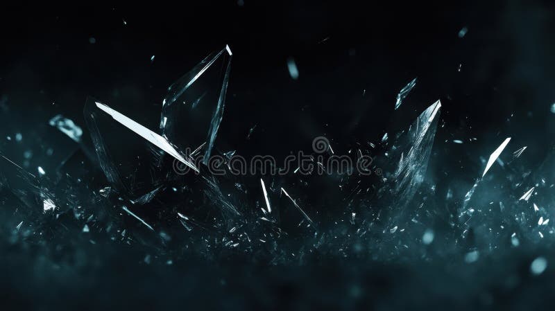 Shattered Glass Explosion in Dark Atmosphere Stock Photo - Image of ...