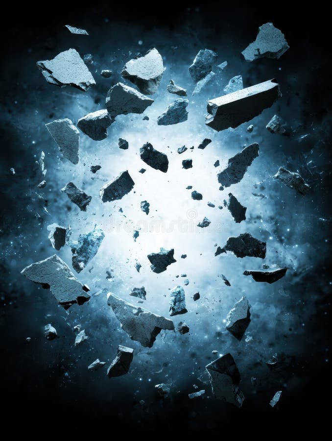 Shattered Glass Explosion in Dark Space Stock Illustration ...