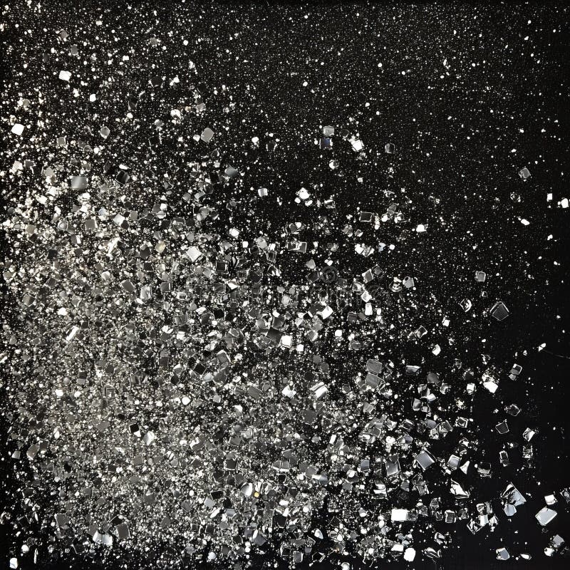 Shattered Glass Explosion Scattered Fragments Black Background Stock ...