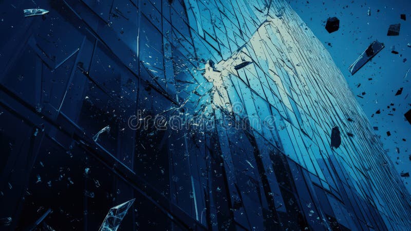 Shattered Glass Facade Modern Building Destruction Stock Illustration ...