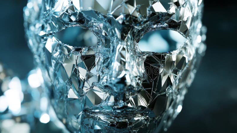 Shattered Glass Face Mask: Abstract Digital Art Stock Illustration ...