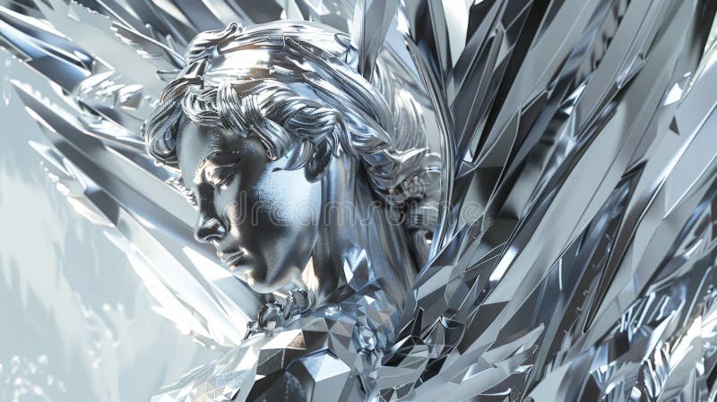 A Shattered Glass-faced Silver Statue Stock Image - Image of artwork ...