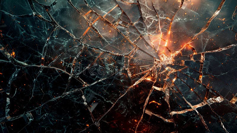 Shattered glass with fire stock illustration. Illustration of explosion ...