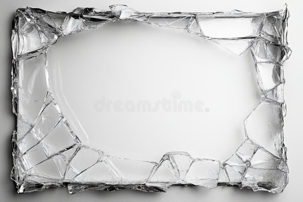 Shattered Glass Forming a Rectangular Frame, Symbolizing Fragility and Broken Boundaries on a ...