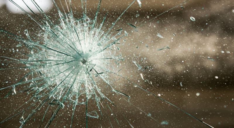 Shattered Glass Forms a Radial Pattern, with Sharp Fragments Radiating ...