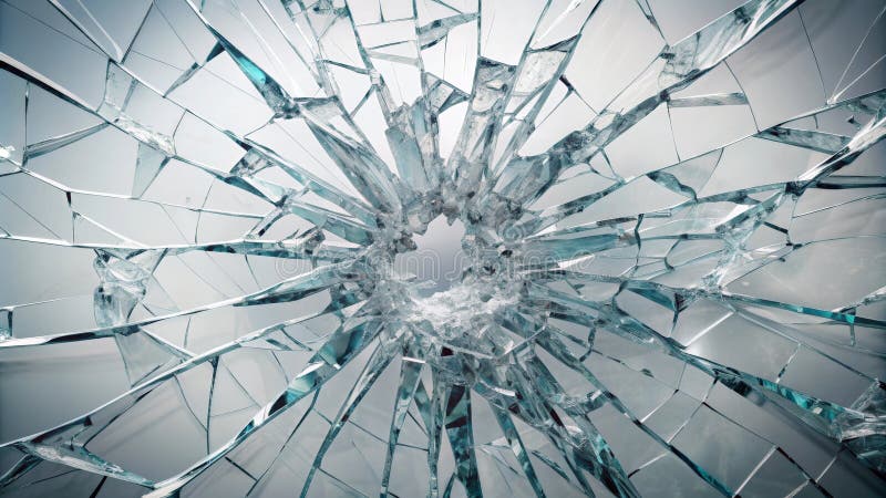 Shattered Glass Fragmentation with Cracks and Depth Perspective Stock ...