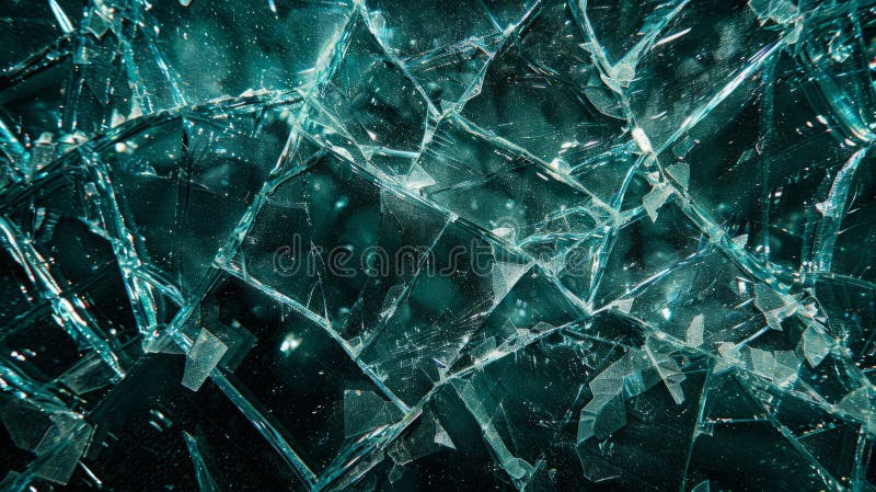 Shattered Glass Fragments Creating an Intricate Pattern Against a Dark ...