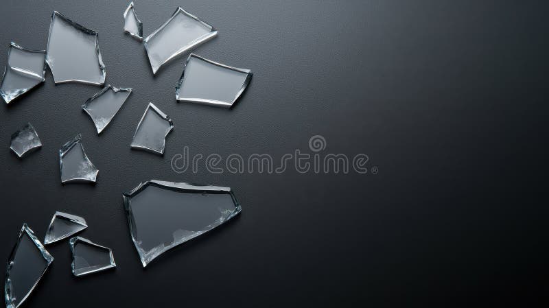 Shattered Glass Fragments on Dark Background, Study in Texture and ...
