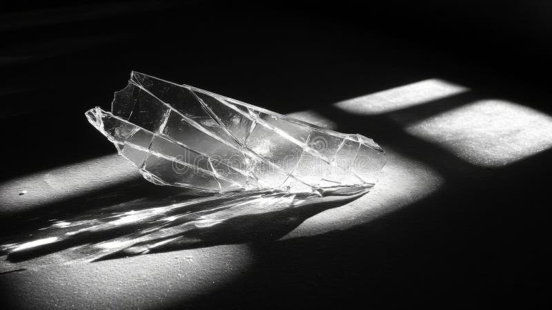 Shattered Glass Fragments in Dramatic Light and Shadow Stock ...