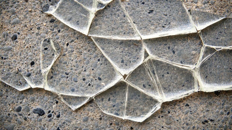 Shattered Glass Fragments on Rough Concrete Surface Stock Illustration ...