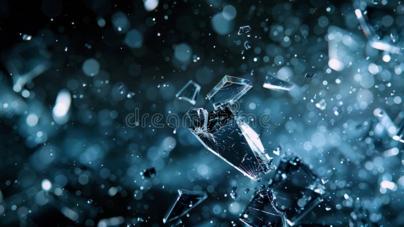 Shattered Glass Fragments with Textured Surface and Sparkling Light ...