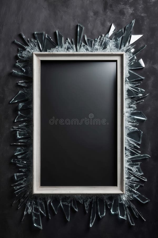 Shattered Glass Frame with a Dark Background. Stock Photo - Image of ...