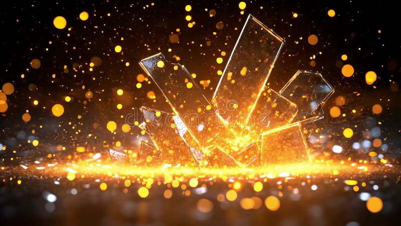 Shattered Glass and Glowing Particles Create Dramatic Abstract Visual ...