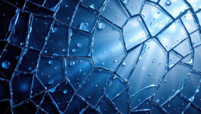 Shattered Glass Gradient in Deep Blue and Icy Silver, Cracked Overlay ...