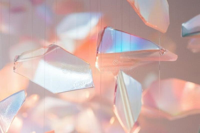 Shattered Glass, Iridescent Fragments Dance in Light, Abstract Art ...