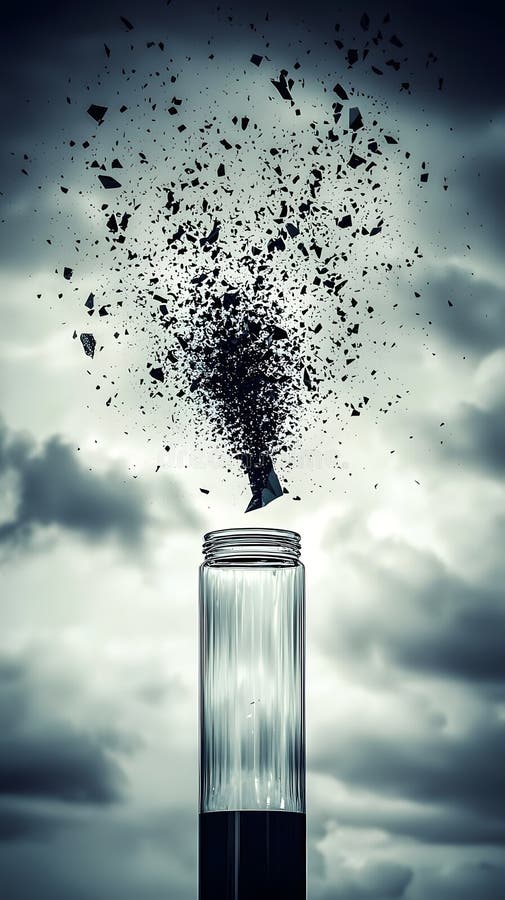 Shattered Glass Jar with a Dramatic Explosion Effect Stock Illustration ...
