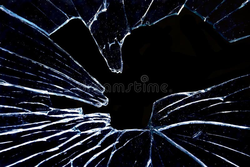 Shattered Glass on Jet Black Stock Photo - Image of reflection, danger ...