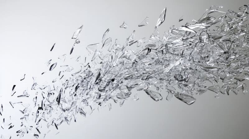 Shattered Glass Pieces Create an Abstract Wave Effect Against a Neutral ...