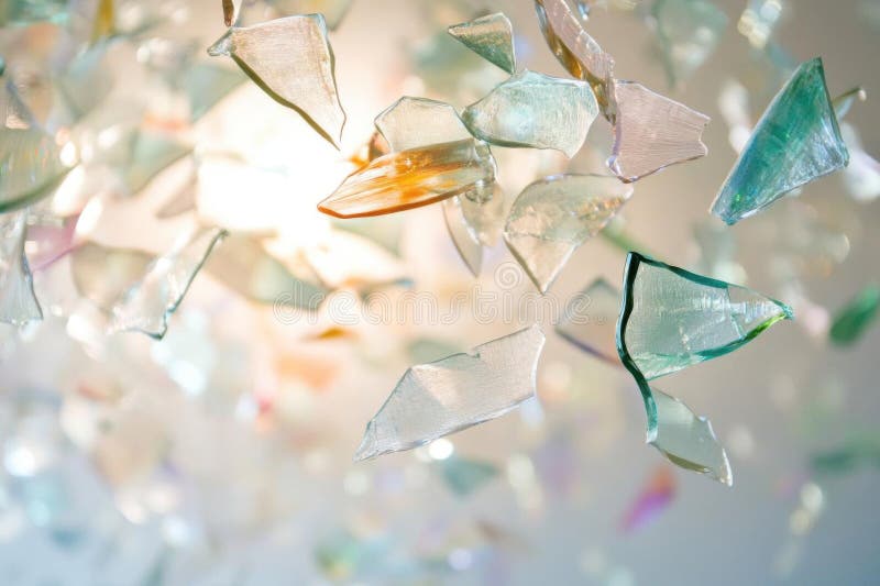 Shattered Glass Pieces Falling, an Abstract Art View Stock Illustration ...