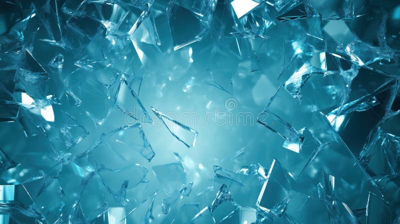Shattered Glass Pieces Falling on Blue Background Stock Photo - Image ...