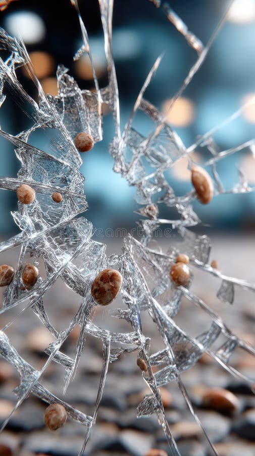 Shattered Glass Pieces Float Dramatically with an Explosion of Light ...