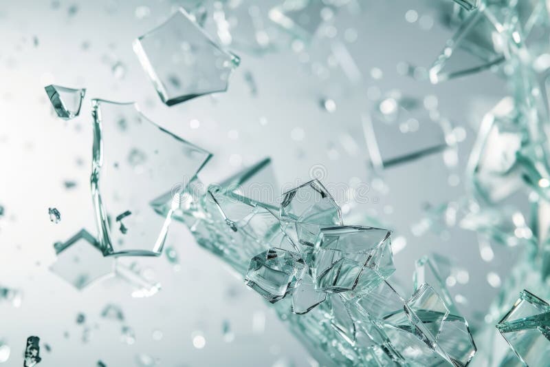 Shattered Glass Pieces Floating in Midair Stock Image - Image of ...