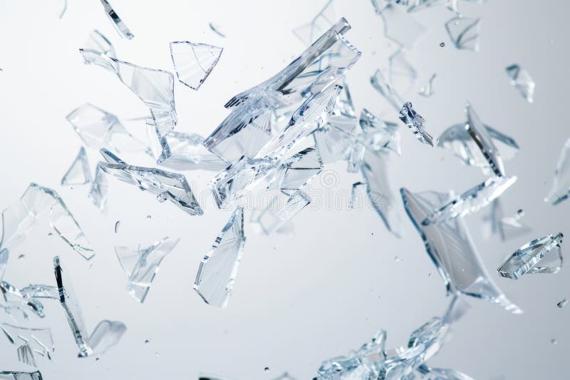Shattered Glass Pieces Floating in Midair Stock Photo - Image of blast ...