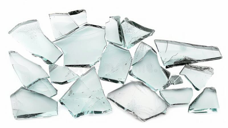 Shattered Glass Pieces Isolated on White Background Stock Image - Image ...