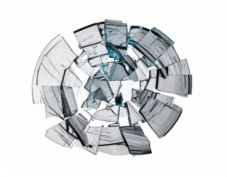 Shattered Glass Pieces in Radial Pattern on White Stock Illustration ...