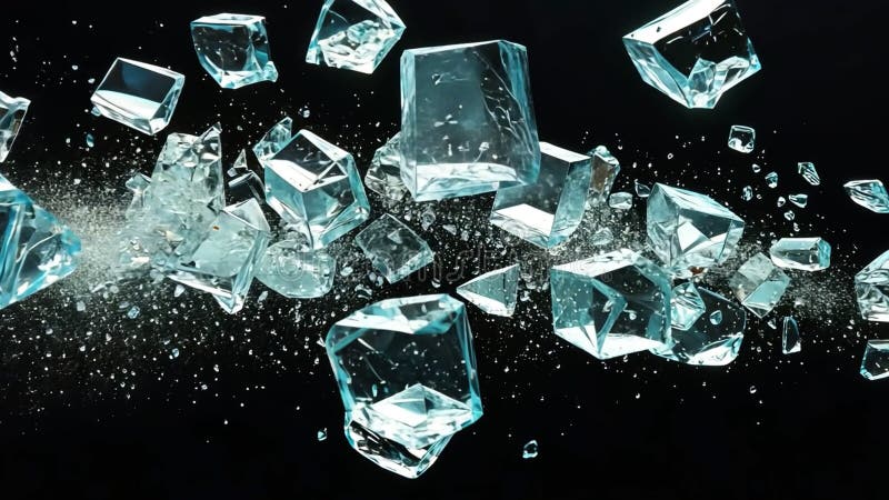 Shattered Glass Pieces Reflect Sharp Textures in Dark Surroundings ...