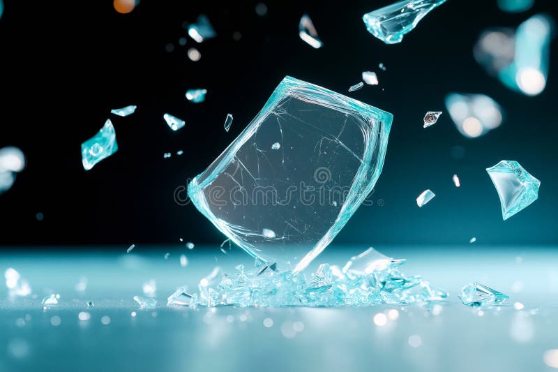 Shattered Glass Pieces Scatter in Mid Air Creating Dynamic and Striking ...