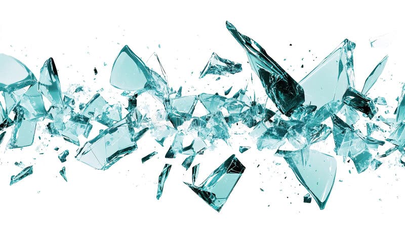 Shattered Glass Pieces Scattered Across a Surface, Reflecting Light in ...