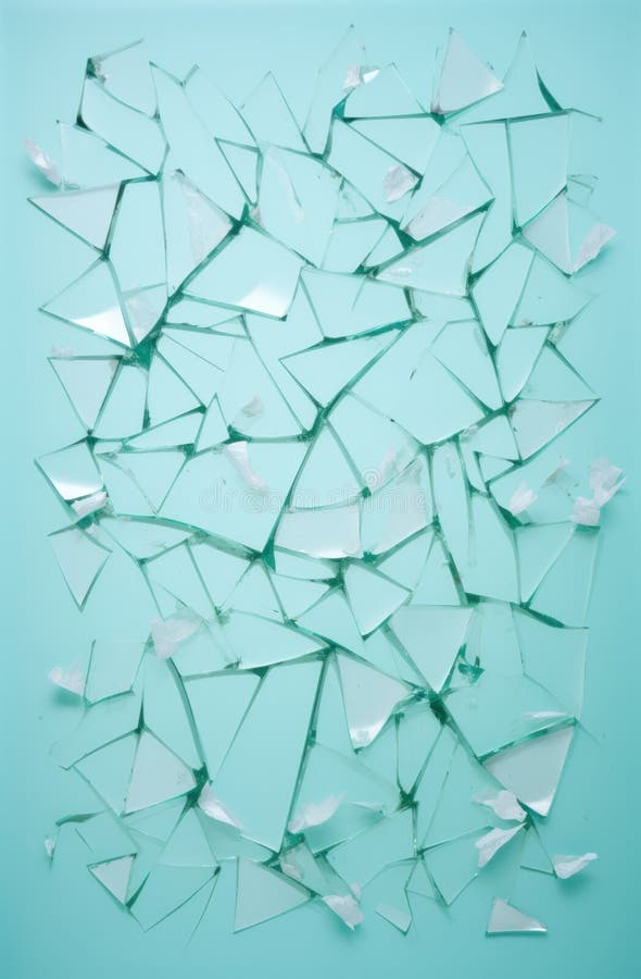 Shattered Glass Pieces Scattered on a Solid Background Stock ...