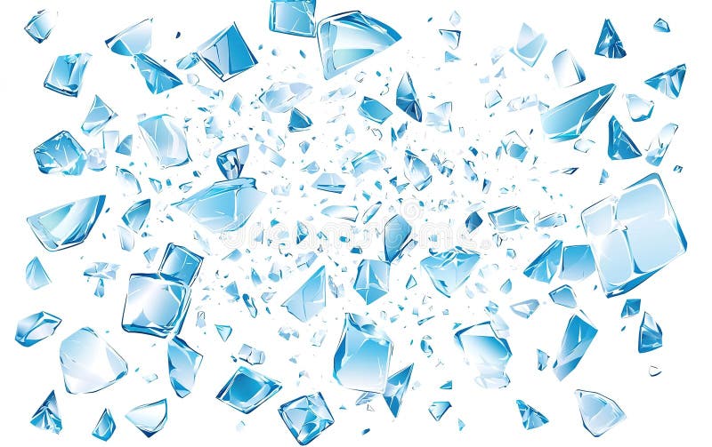 Shattered Glass Pieces Scattering Across a Bright Background, Creating ...