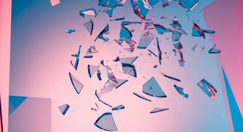 Shattered Glass with Pink and Blue Gradient Background. Stock Image ...