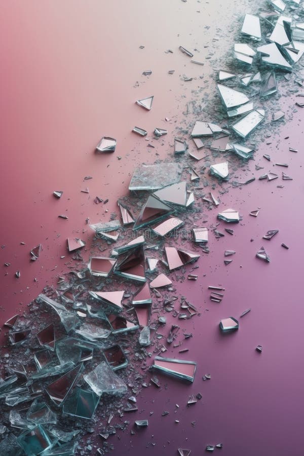 Shattered Glass on Pink and Purple Gradient Background. Stock Image ...