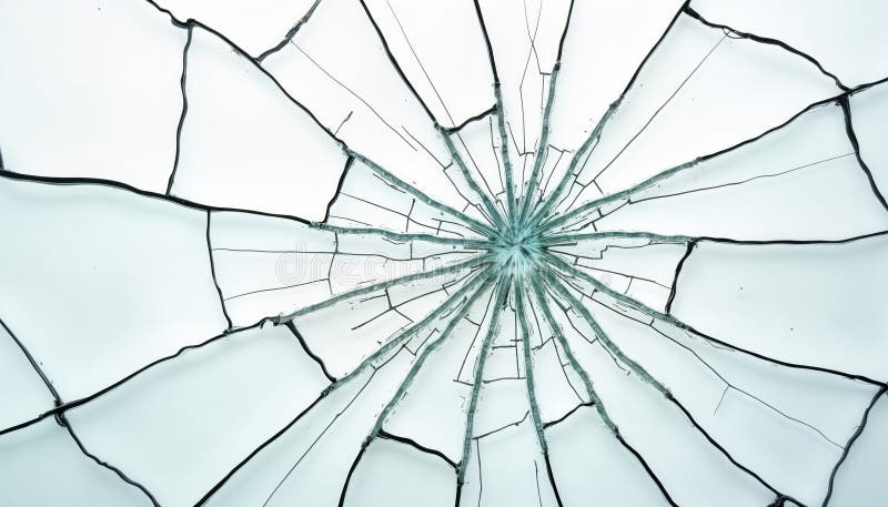 Shattered Glass with Radial Cracks. Broken Glass Isolated on White ...