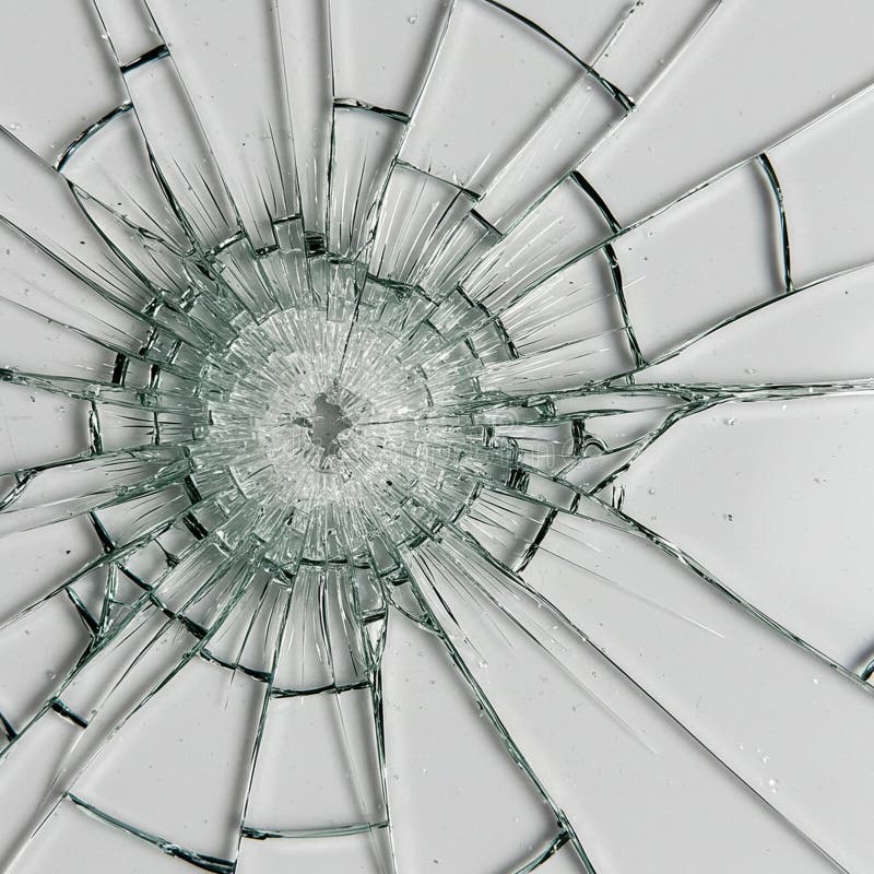 Shattered Glass with Radial Cracks Emanating from a Central Impact ...